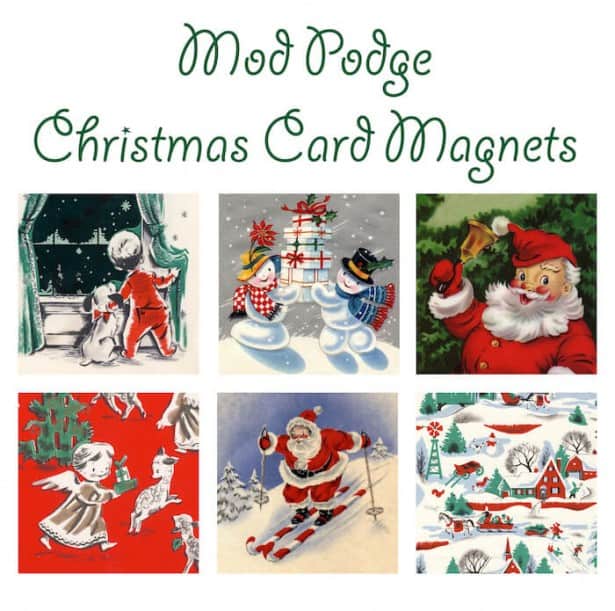 Wood Slice Christmas Magnets From Cards - Mod Podge Rocks