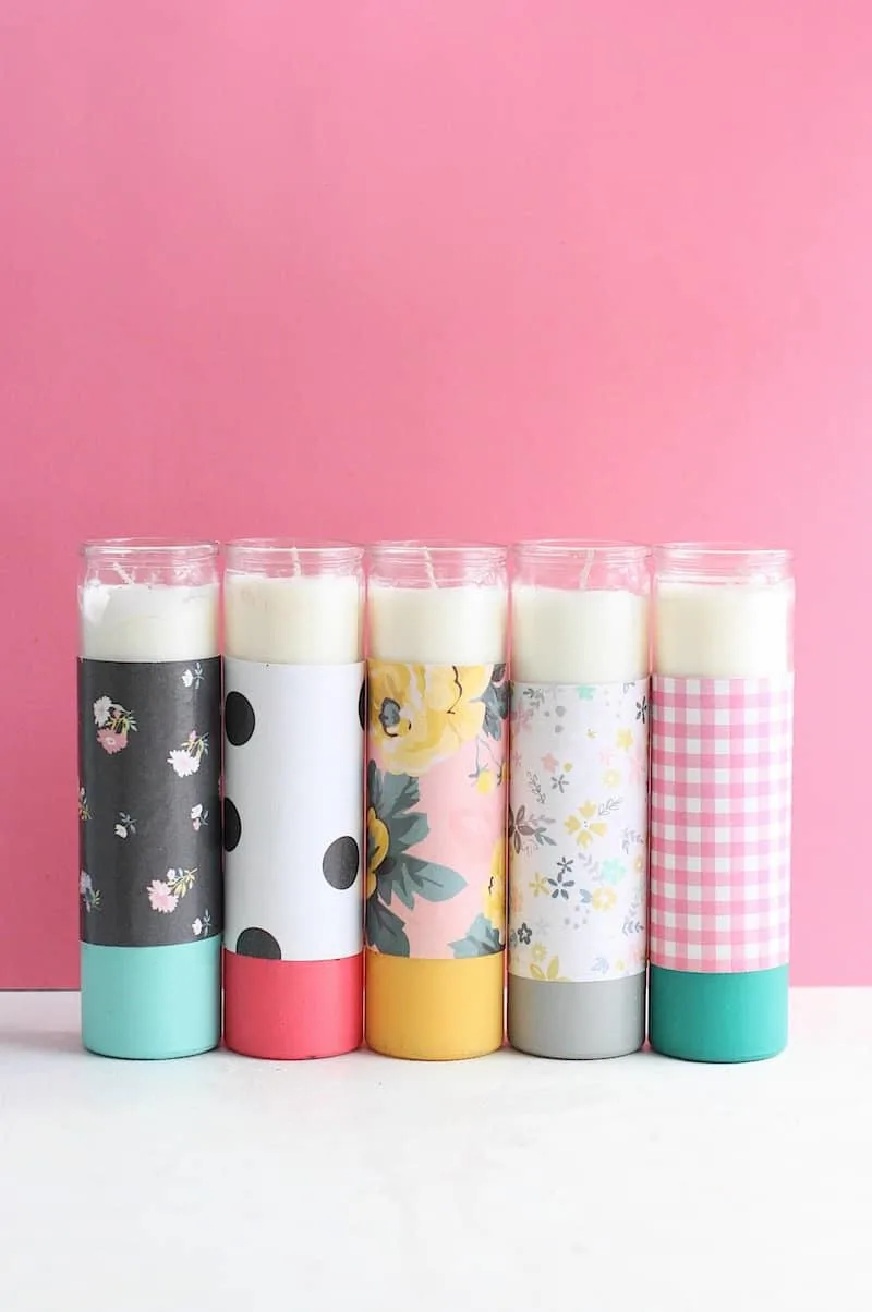 Paper Wrapped Dollar Store Candles - Mod Podge Rocks