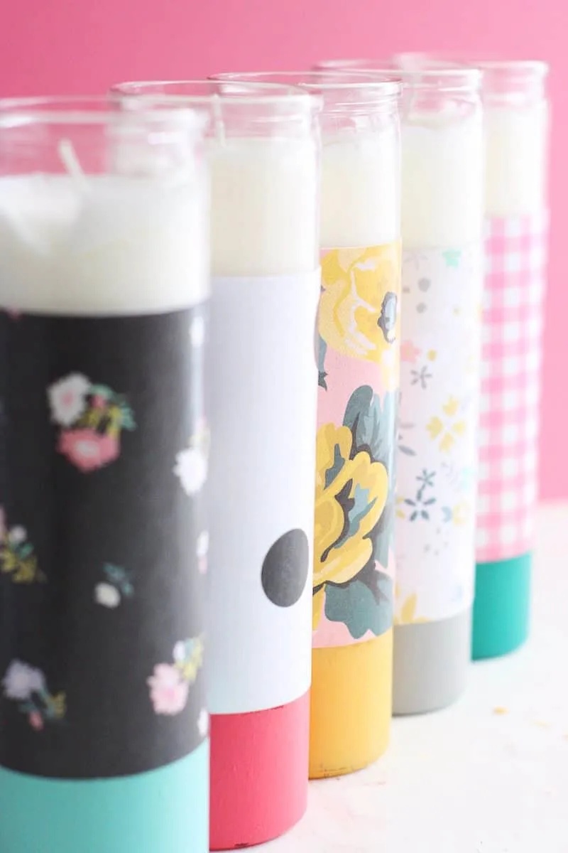 Paper Wrapped Dollar Store Candles - Mod Podge Rocks