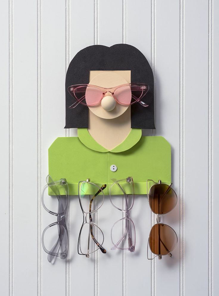DIY Glasses Holder Display with Fun Faces - Mod Podge Rocks