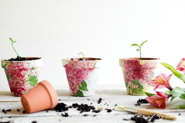 Decoupage Flower Pots with Pretty Napkins - Mod Podge Rocks