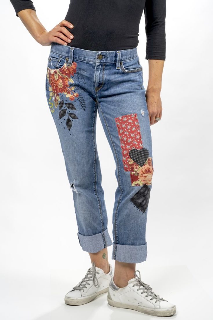 DIY Patchwork Jeans (Easy No Sew Project!) - Mod Podge Rocks