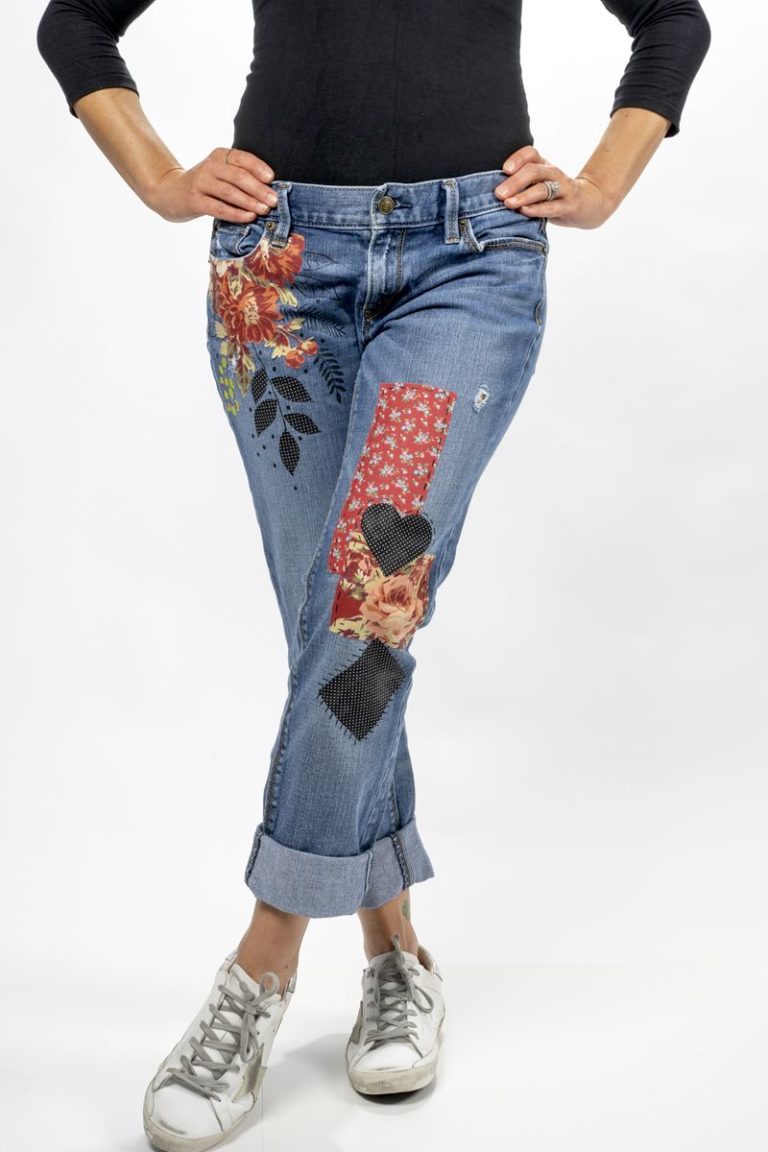 DIY Patchwork Jeans (Easy No Sew Project!) - Mod Podge Rocks